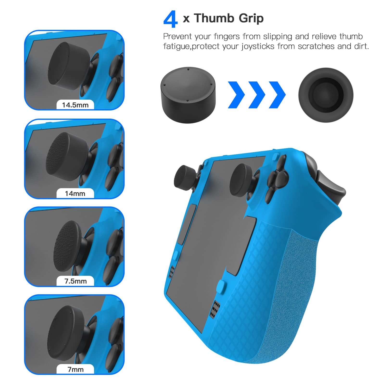彼ユエヘ Console Protective Cover Wear-Resistant Dust-Proof Game Accessories Non-Slip Game Console Silicone Protective Cover for Steam Deck Blue