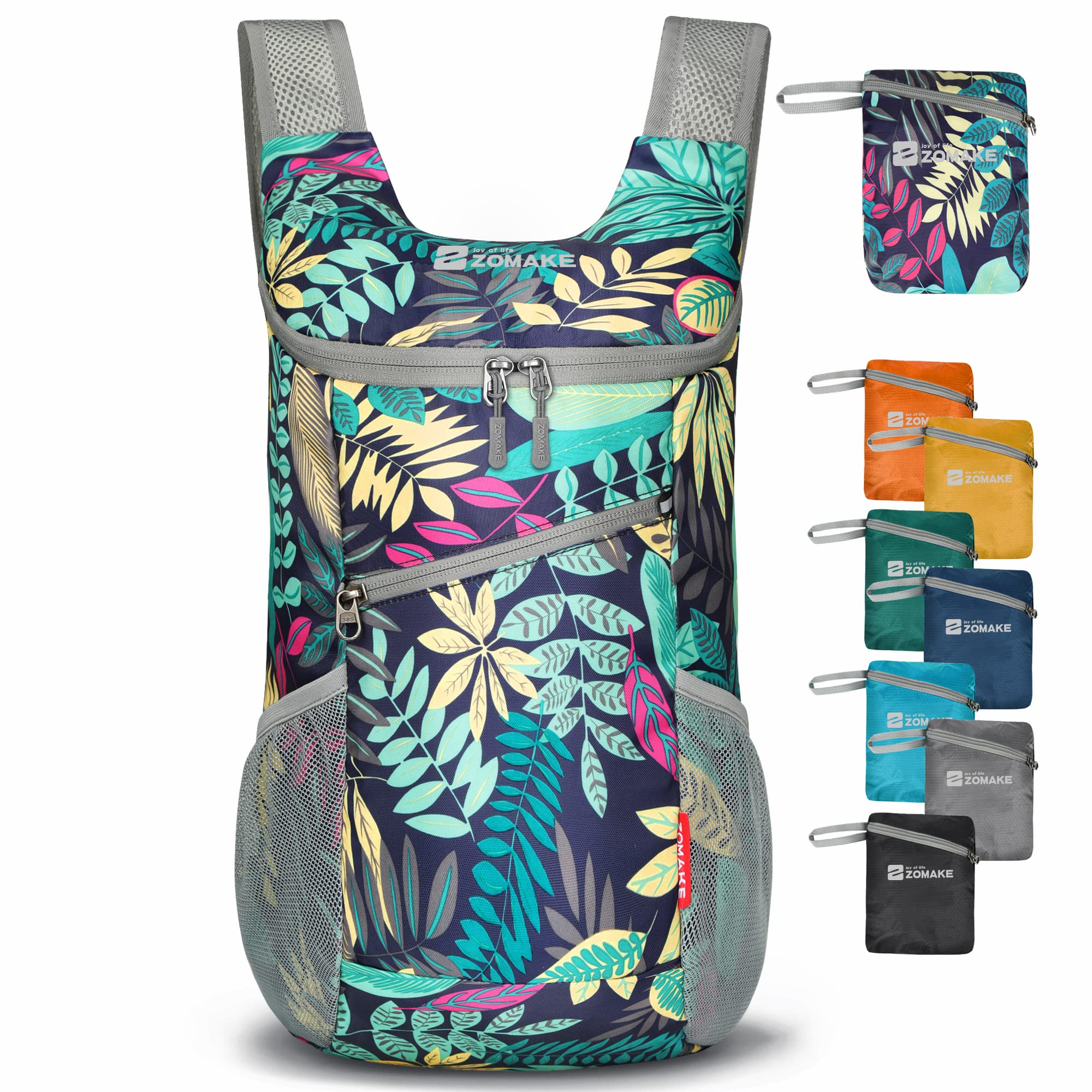 ZOMAKE Lightweight Hiking Backpack:14L Packable Backpacks - Foldable Water Resistant Back Pack Travel Small Day Pack for Outdoor Hiking Camping Women Men (Multicolor)