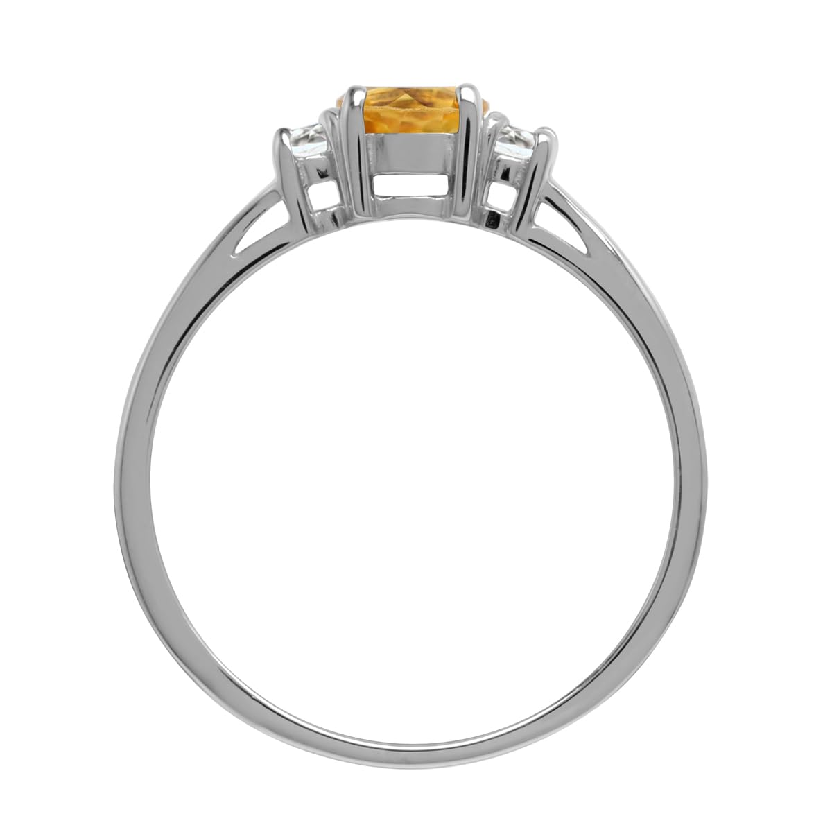 Silvershake Petite Natural Citrine and White Topaz 925 Sterling Silver Ring Size 5