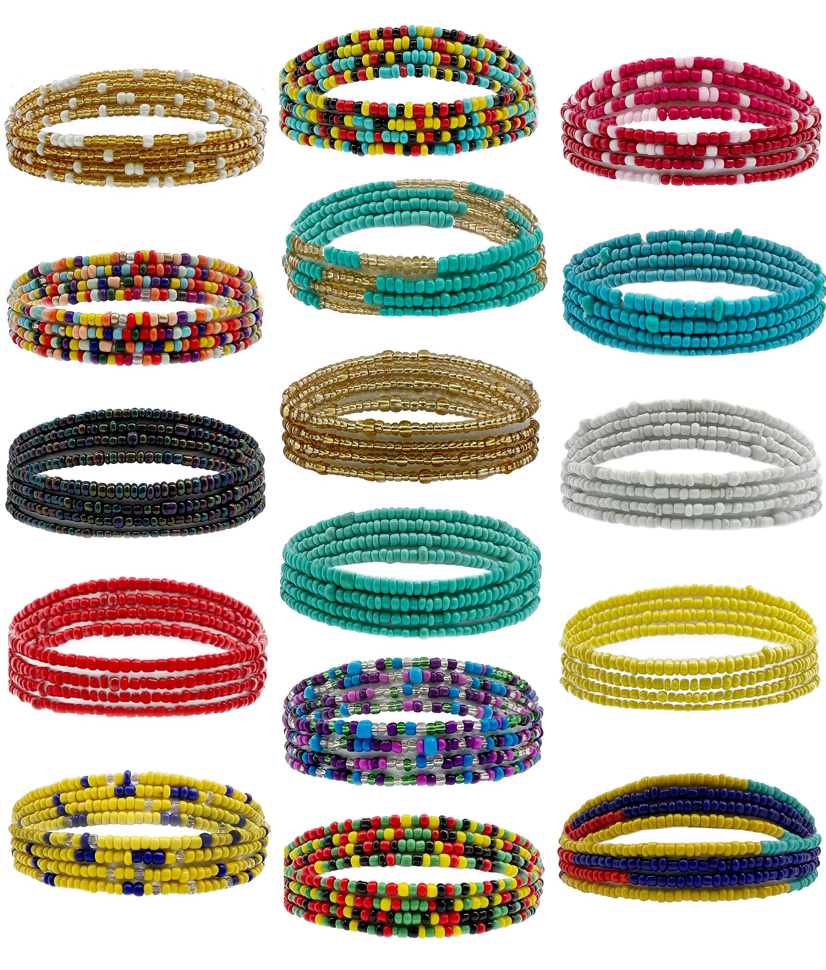 Tornito 16Pcs Belly Waist Chain Summer Jewelry Bikini Body Chain for Women African Waist Bead Set Stretchy Elastic String Multi-Color Sexy Necklace Bracelet Anklet