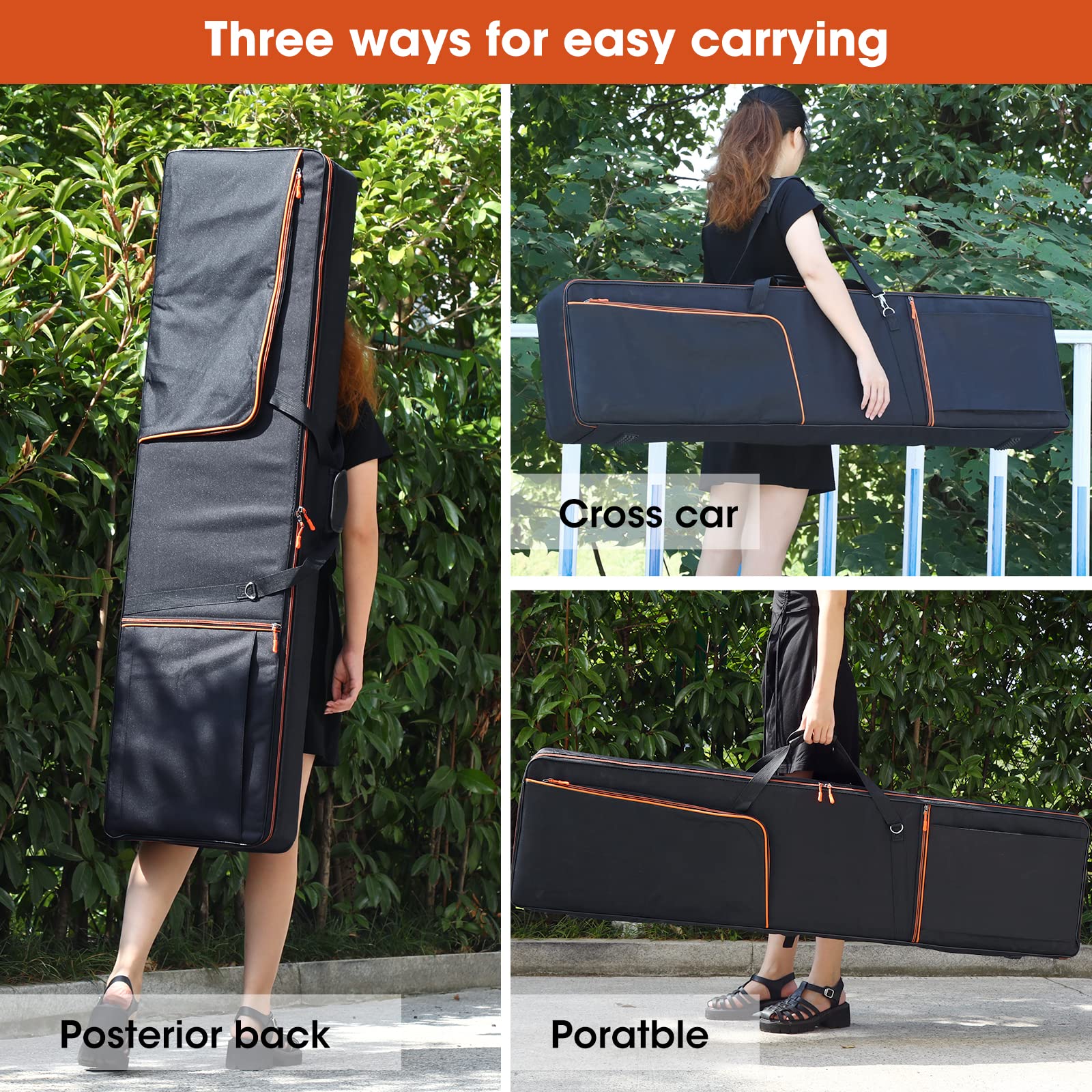 Yajun 88 Key Keyboard Case Padded Soft Interior Safety Strap 3 Ways for Easy Carrying Keyboard Bag Piano Case 88 Large Capacity Keyboard Bag (88key-53.5")