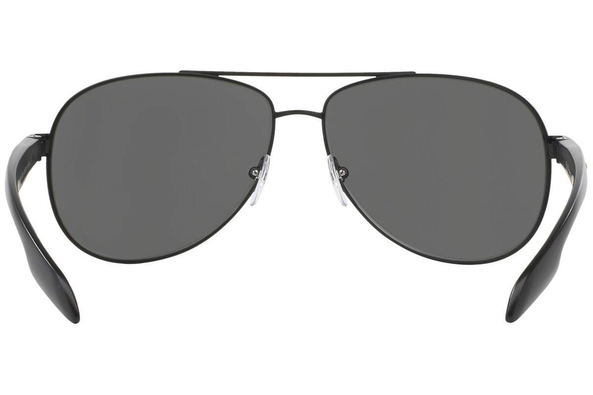 Prada Linea Rossa Lifestyle PS 53PS 1BO7W1 Black Demishiny Metal Aviator Sunglasses Grey Mirror Lens