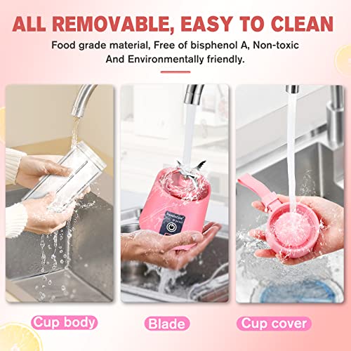 Portable Blender for Shakes and smoothies with Scale, 4000mAh Personal Electric Blender 15.2 oz,150w 6-Blades Blender Bottles, USB Rechargeable Mini Fruit Juicer for Travel, Office, Outdoors