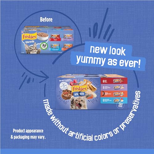 Purina Friskies Gravy Wet Cat Food Variety Pack, Savory Shreds - (Pack of 32) 5.5 oz. Cans