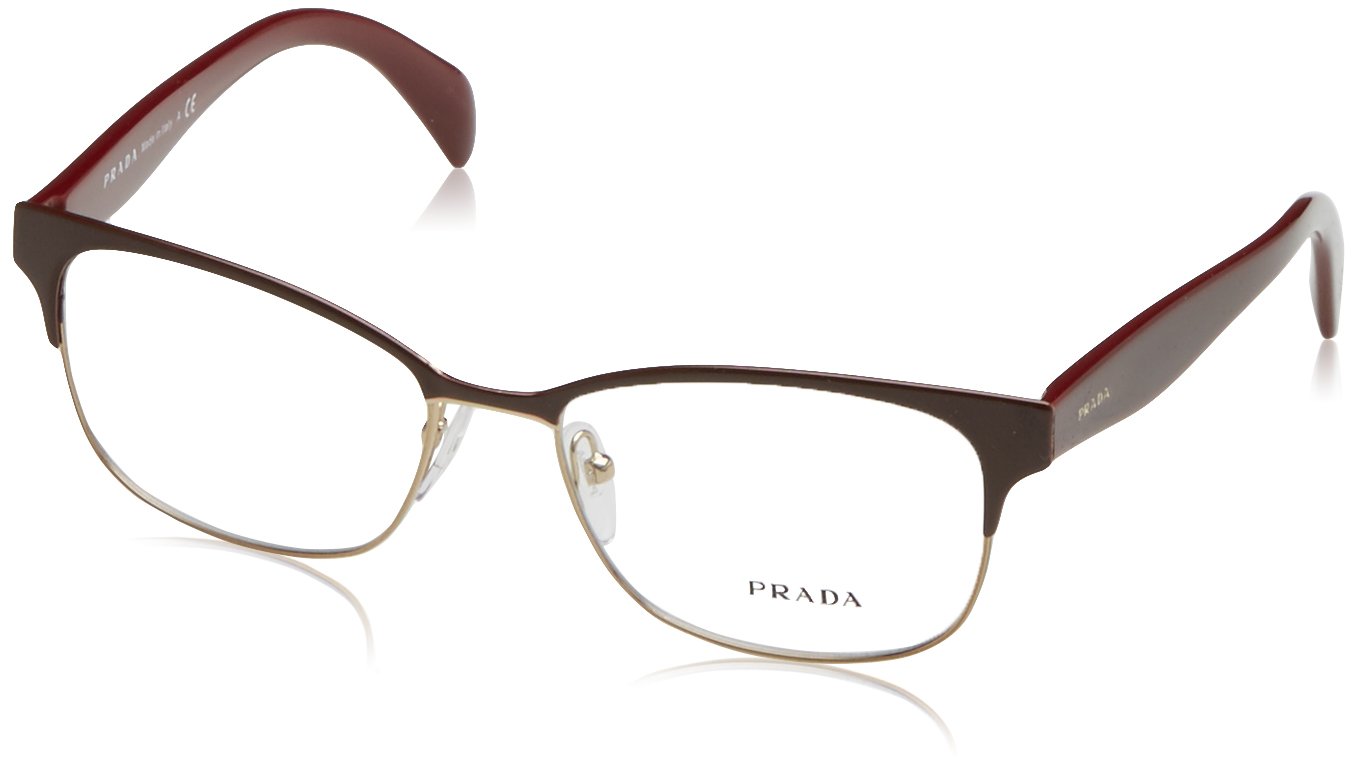 Prada PR65RV Eyeglass Frames UAN1O1-53 - Bordeaux On Pale Gold PR65RV-UAN1O1-53