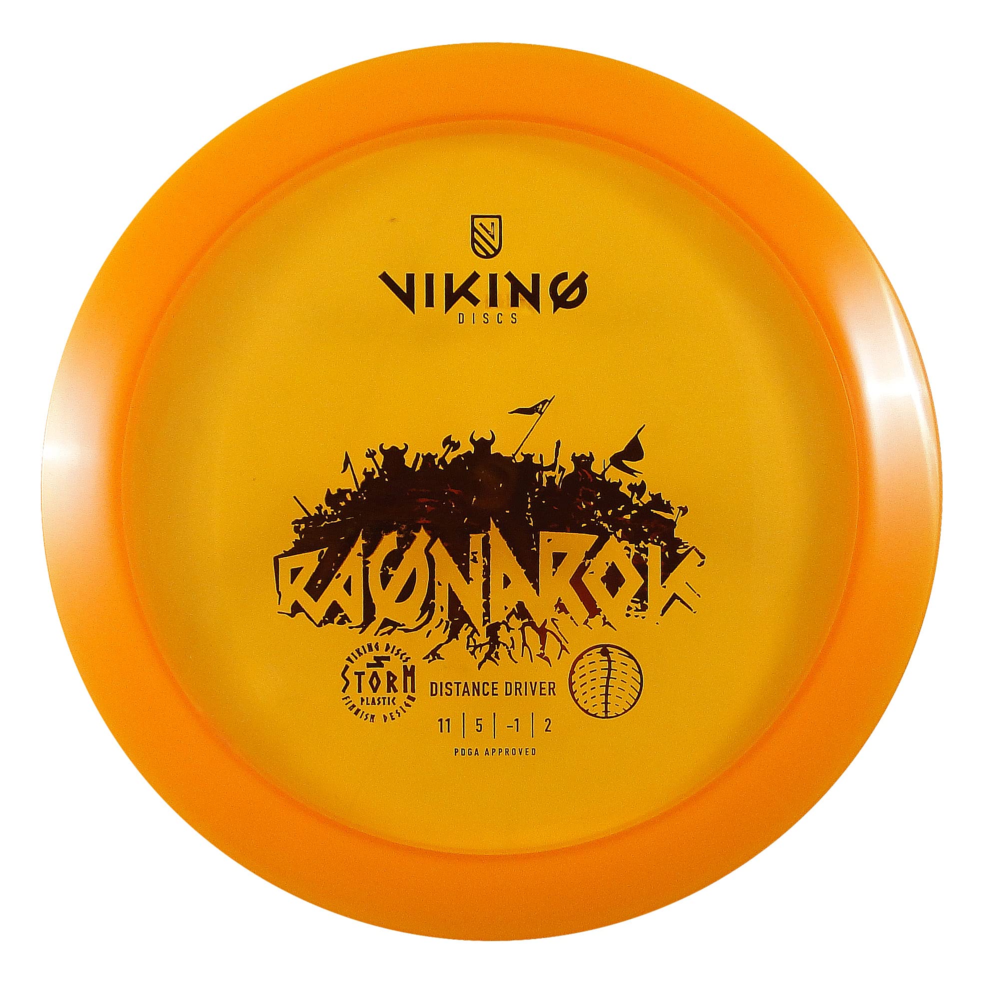 Viking Discs Ragnarok Storm Plastic | Multi-Purpose Disc Golf Driver | Intermediate Disc Golf Driver (170-172g, Orange)