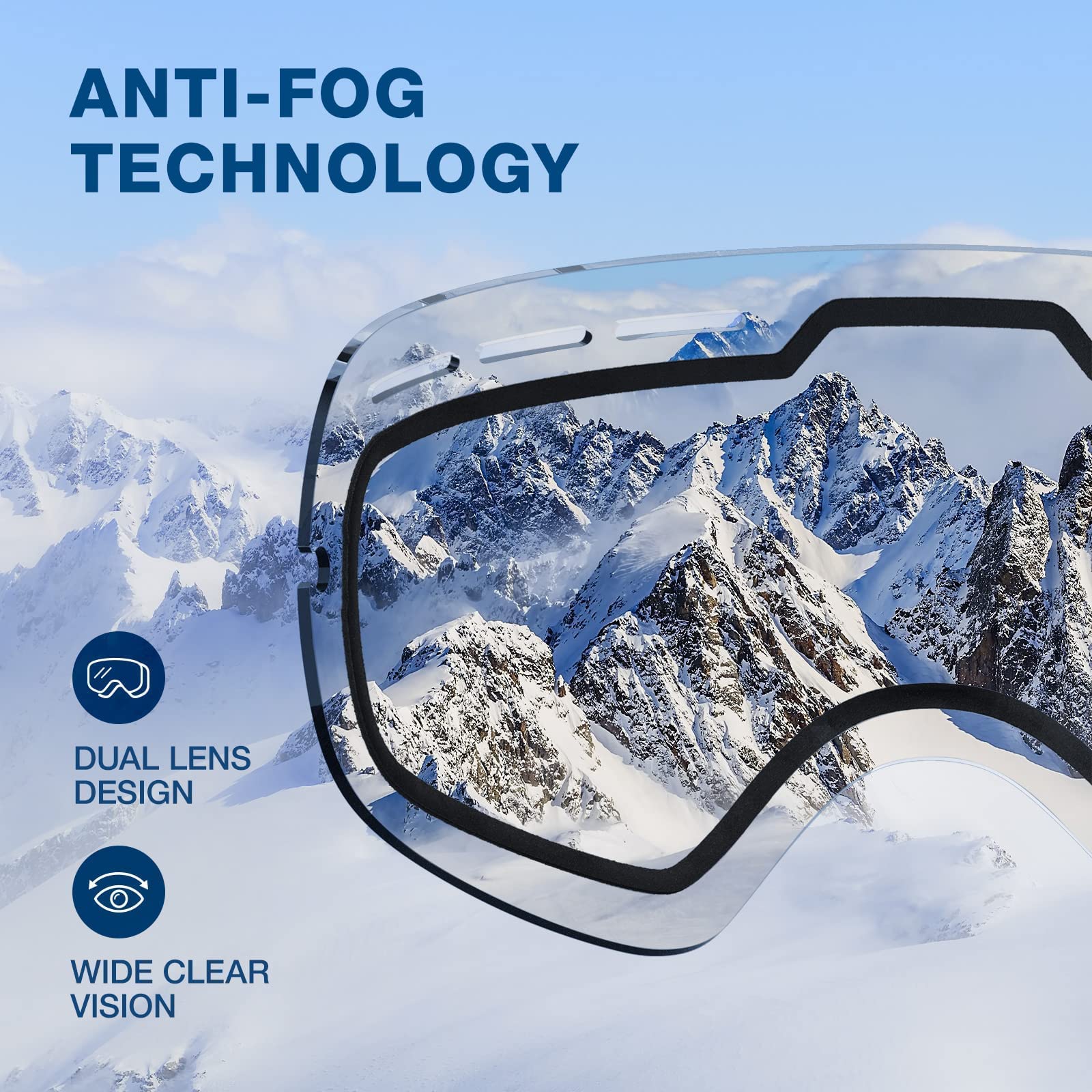 ZIONOR X Ski Snowboard Snow Goggles OTG Design for Men & Women and Ski Goggles Bag
