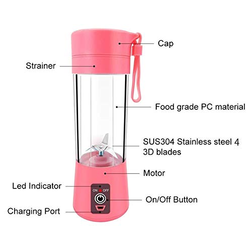 Portable Blender, Personal Mixer Fruit Rechargeable with USB, Mini Blender for Smoothie, Fruit Juice, Milk Shakes.