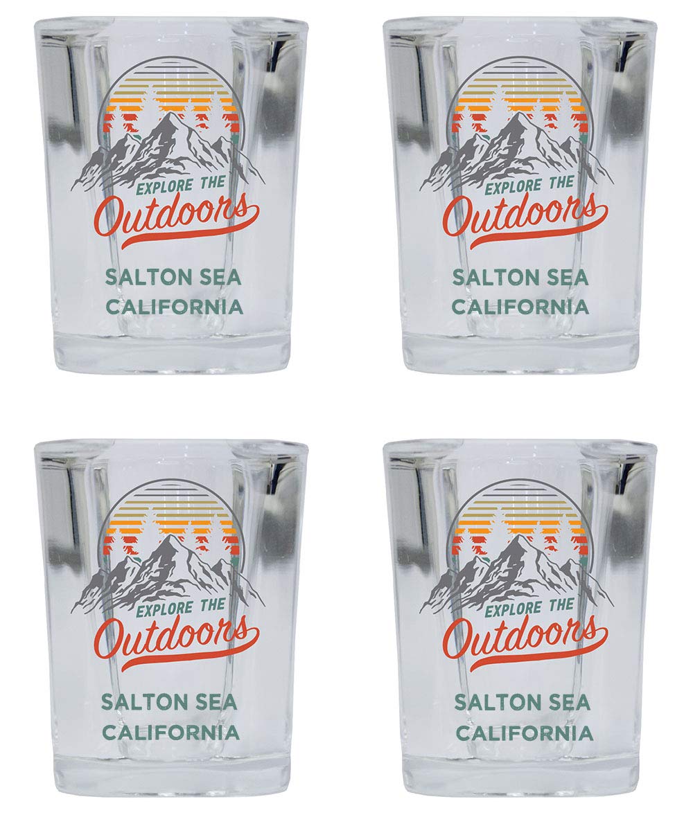 R and R Imports Salton Sea California Explore the Outdoors Souvenir 2 Ounce Square Base Liquor Shot Glass 4-Pack