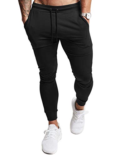 YKB Men's Gym Jogger Pants Sport Workout Training Slim Tapered Sweatpants Running Joggers for Men Black