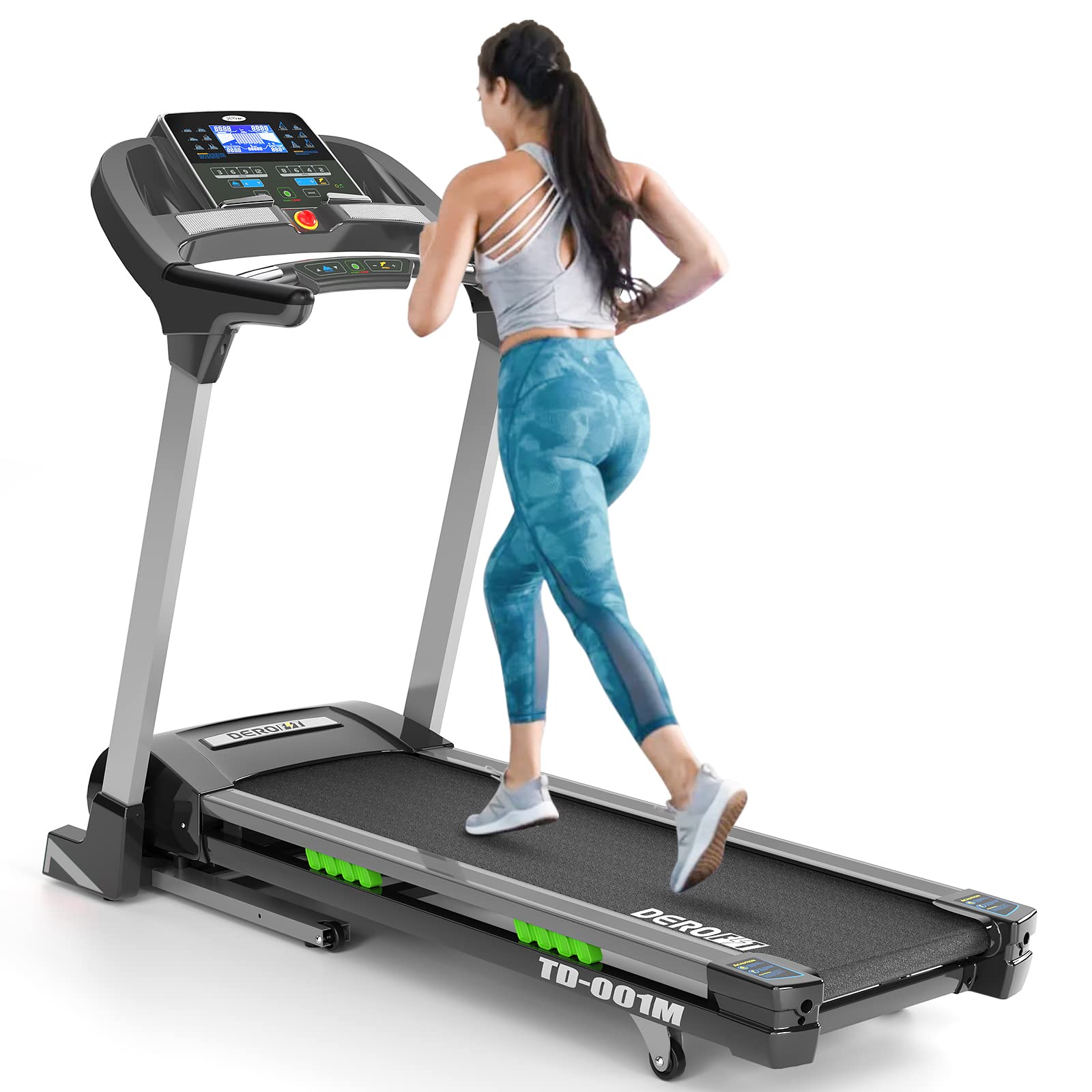 Treadmill with Auto Incline 300+ lb Capacity,DEROFIT Home Use Treadmill with Shock Absorbing Folding Running Machine for Home Gym,51βx17β Running Deck,12 Preset Programs,3.25 HP Electric Treadmill