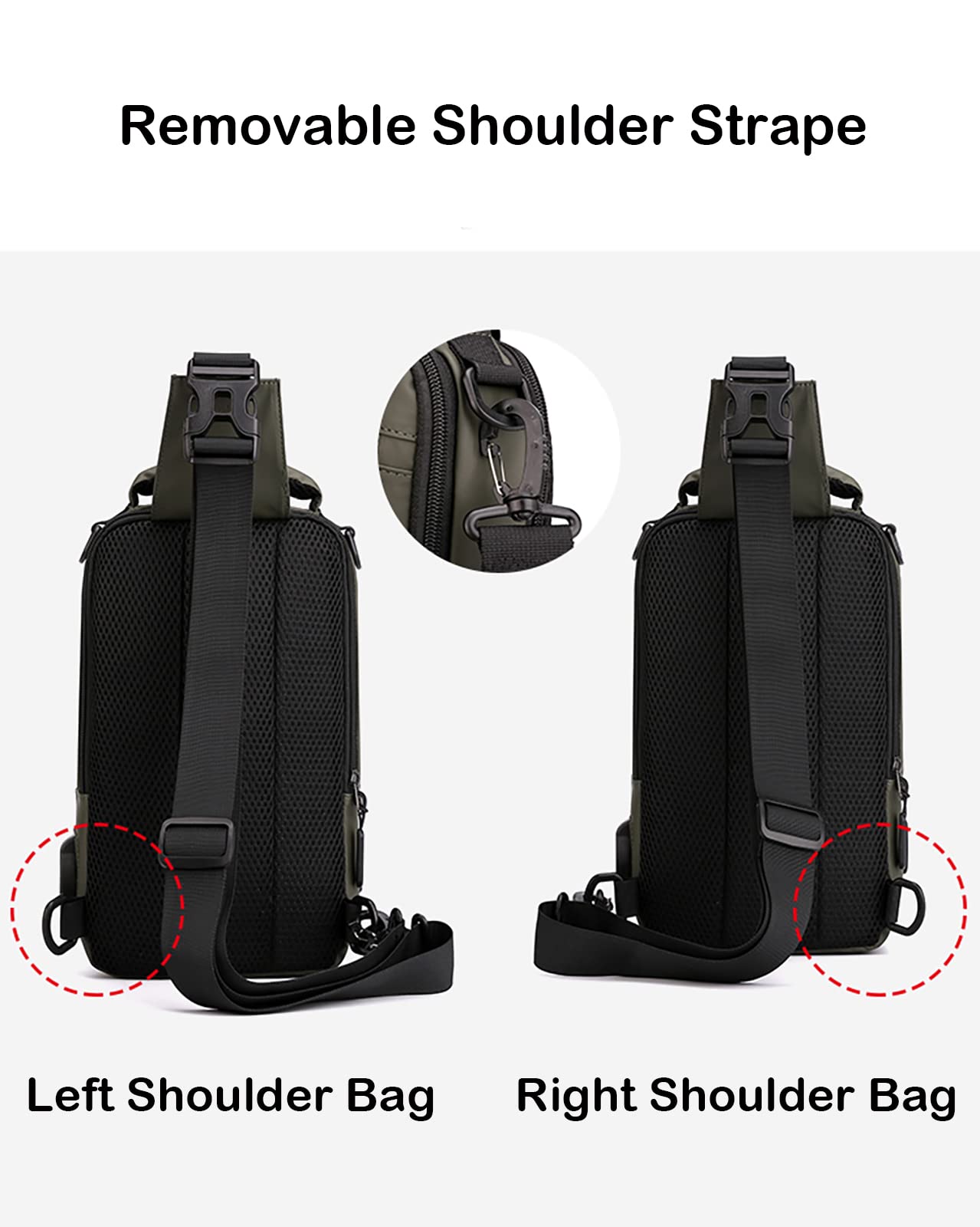 Yoanlayr Sling Backpack Crossbody Shoulder Chest Bag for Men Women Travel Hiking Daypack with USB Cable