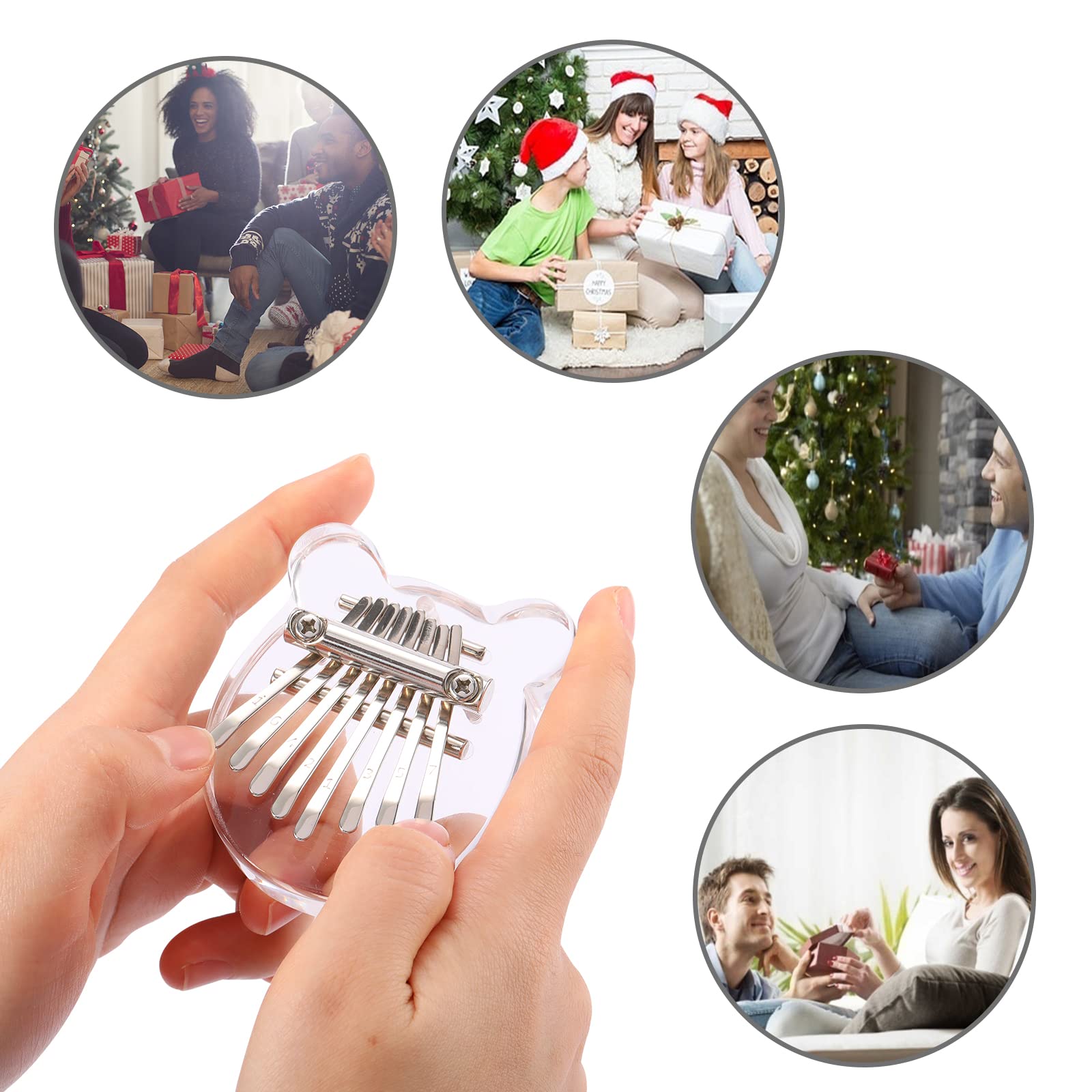 Yodooshi Mini Kalimba Thumb Piano, 8 key Delicate Finger Piano, Pendant Gift for Beginners' Introduction to Music (Transparent)