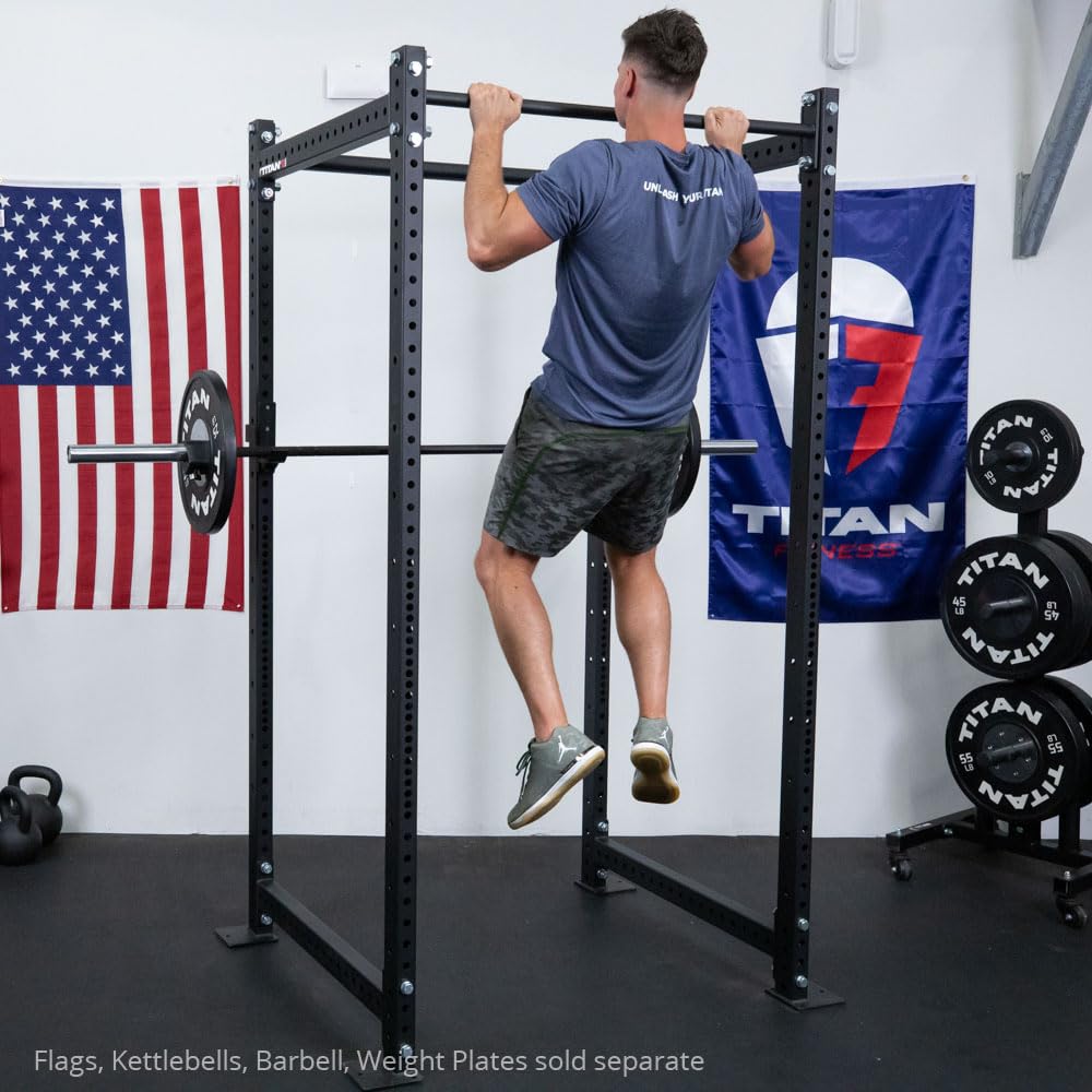 Titan Fitness T-3 Series Black Tall Power Rack, 36in Depth, 1,100 LB Capacity Cage for Weightlifting and Strength Training