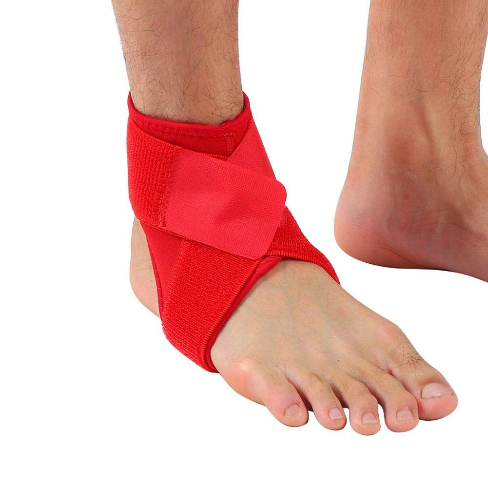 Ymiko Ankle Bandage Breathable Ankle Support Brace, Sports Ankle Joint Support Strap for Sprain Injury Recovery (Red 1 Pair) (L)