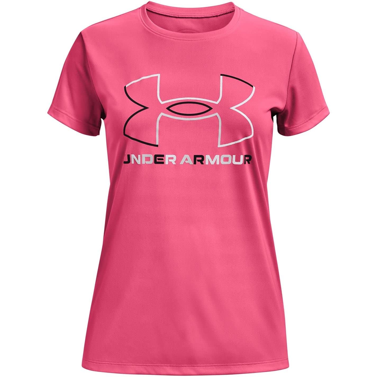 Under Armour Girls Tech Big Logo Short Sleeve T-Shirt, Cerise (653)/Black, Youth Medium