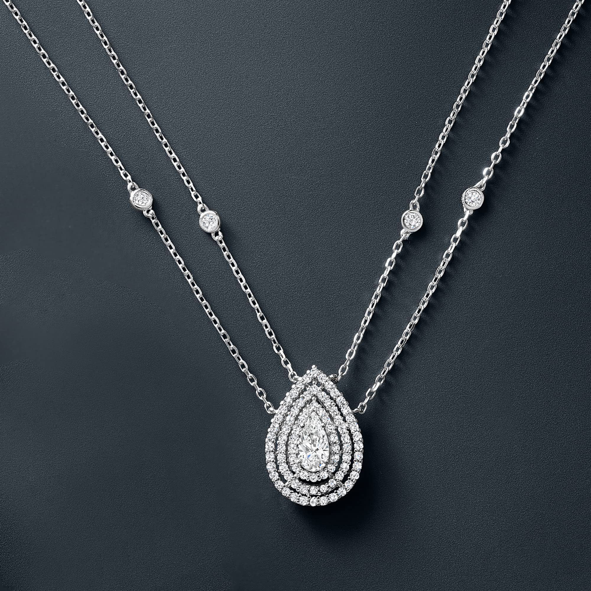 Ross-Simons 0.90 ct. t.w. CZ 2-Strand Drop Necklace in Sterling Silver. 16 inches