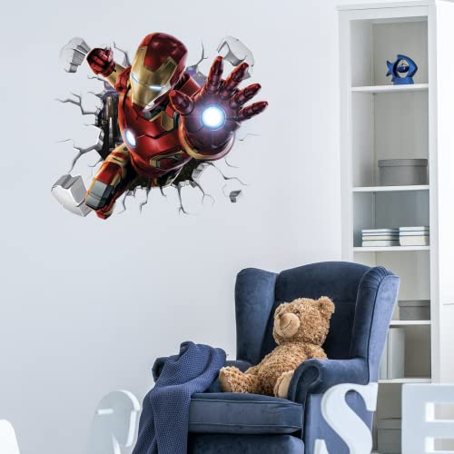 Superhero Wall Decals 3D Realistic Cool Wall Sticker Water Proof Self-Adhesive Vinyl for Boys Bedroom Bathroom Nursery Decoration Gift Supplies(15.7inx19.7in)