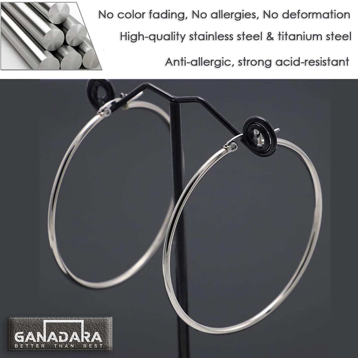 Silver Large Hoop Earrings for Women - Stainless Steel, Healthy Choice for Sensitive Ears (silver, 70)