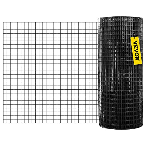 VEVOR 24" x 50' Welded Wire Hardware Cloth w/A Cutting Plier & A Pair of Fabric Gloves, Black