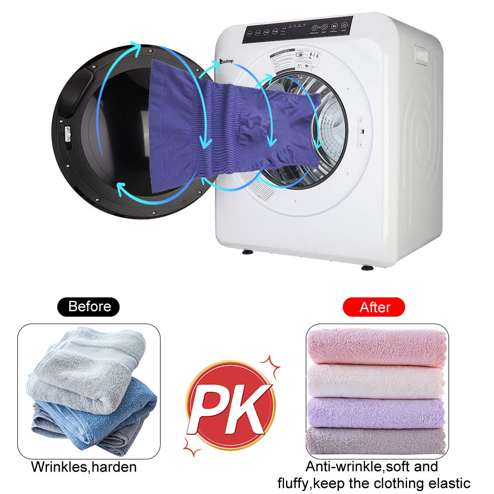 Winado Compact Laundry Dryer 13.2lbs Capacity, 3.5 cu.ft Portable Clothes Dryer, Front Load Dryer w/LCD Touch Screen, Stainless Steel Drum, Exhaust Pipe for Apartment Home Dorm 120V 1300W