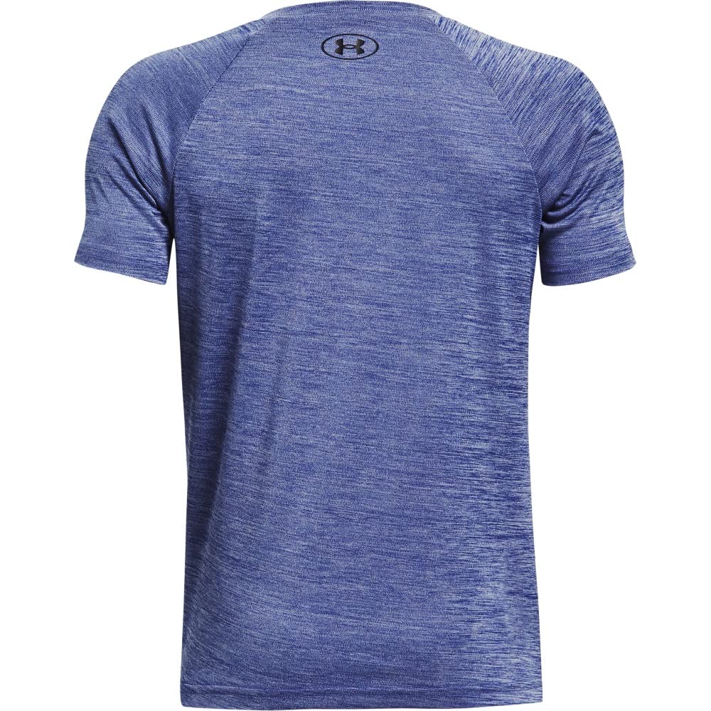 Under Armour boys Tech Split Logo Hybrid Short-Sleeve T-Shirt , Royal Blue (400)/Black , Youth Medium