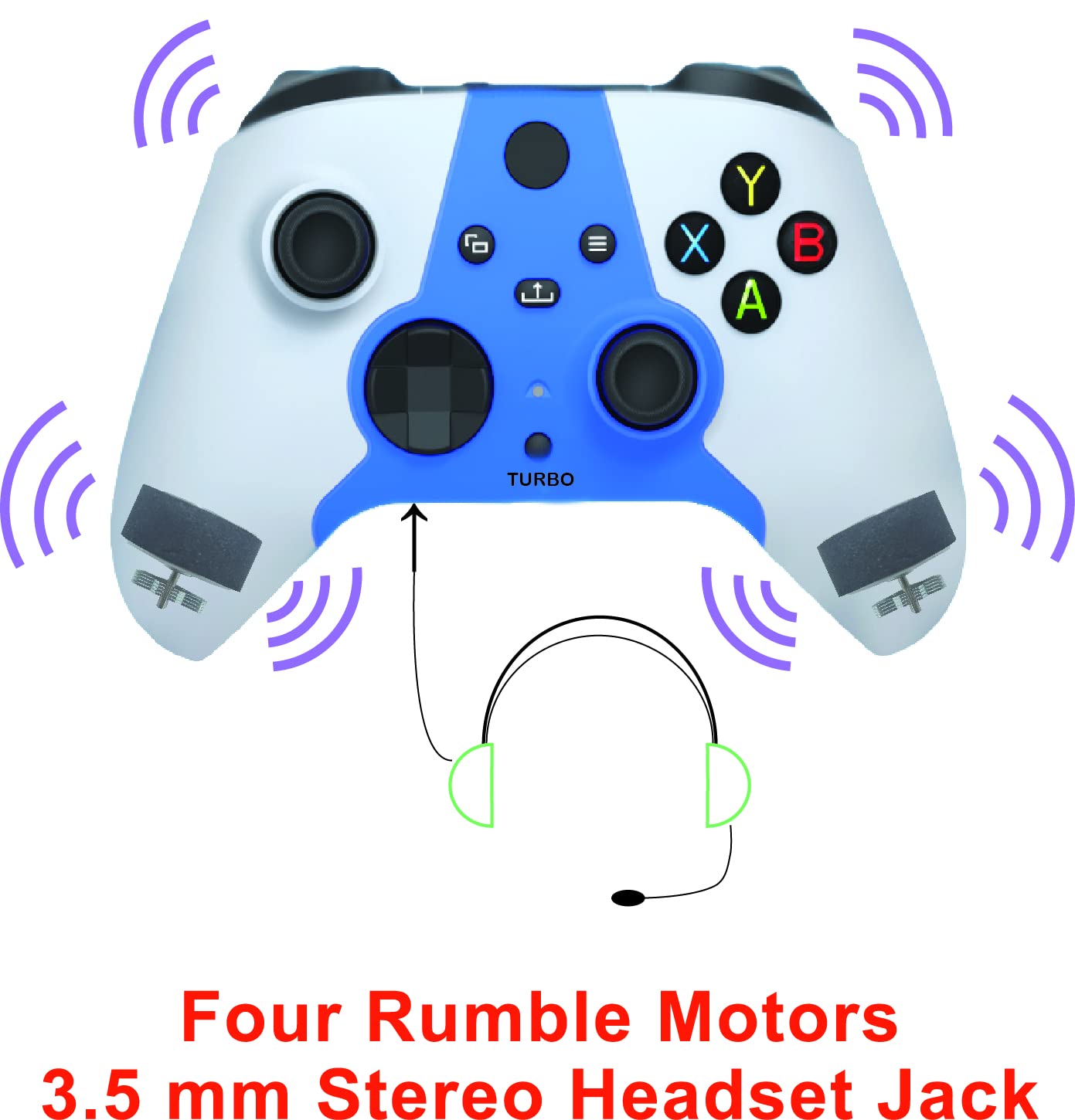 VISIONHMD Wireless Game Controller For Xbox Series X|S With Turbo Button, 4 Vibration Motors and A Stereo Audio Jack,Compatible with Xbox One,PC/Laptop Windows 10-Blue