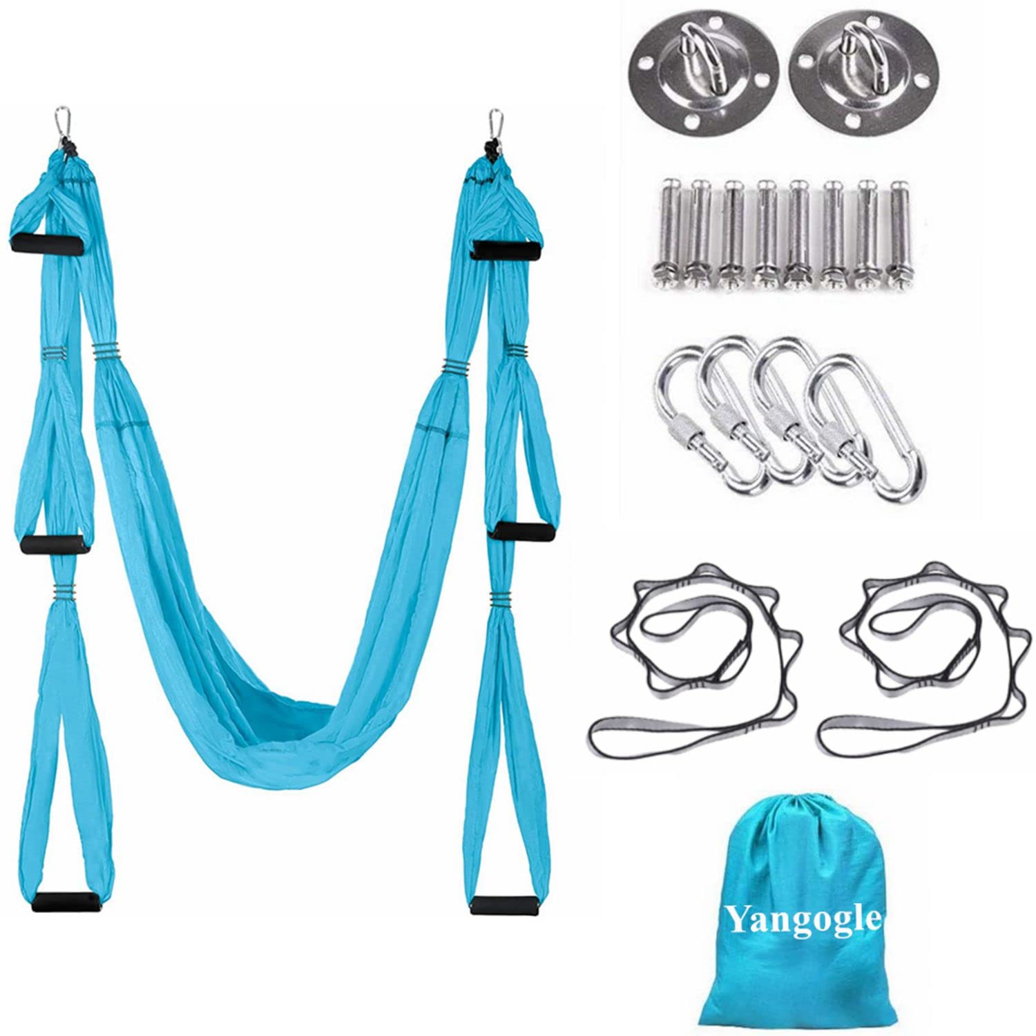 Yangogle Aerial Yoga Swing Set,Ultra Strong Yoga Hammock Extension,Antigravity Ceiling Hanging Yoga Sling Inversion Exercises with Ceiling Mounting Kit and Extension Straps