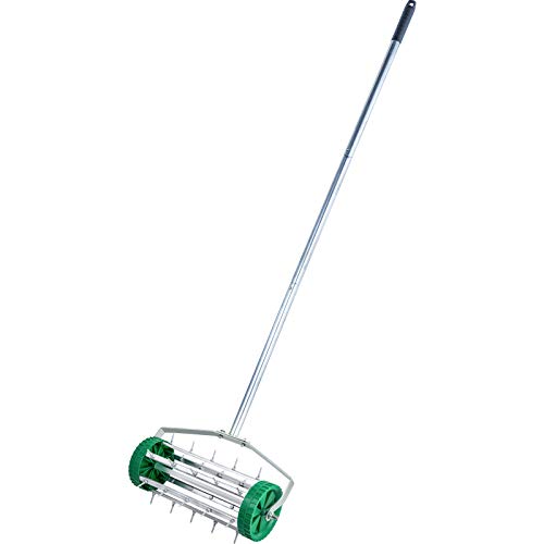 VEVOR Rolling Lawn, 51" L x 18" W, Steel Push Roller with Adjustable Handle, Grass Tool with Tine Spikes, Aeration Machine for Garden, Yard, Cropland to Loose Soil, Green