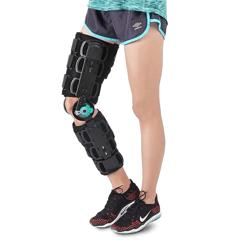 Soles Universal Hinged Knee Brace Telescopic ROM Knee Orthosis, Adjustable Leg Stabilizer, Post Operative Injury Support for ACL, PCL, MCL or LCL, Black
