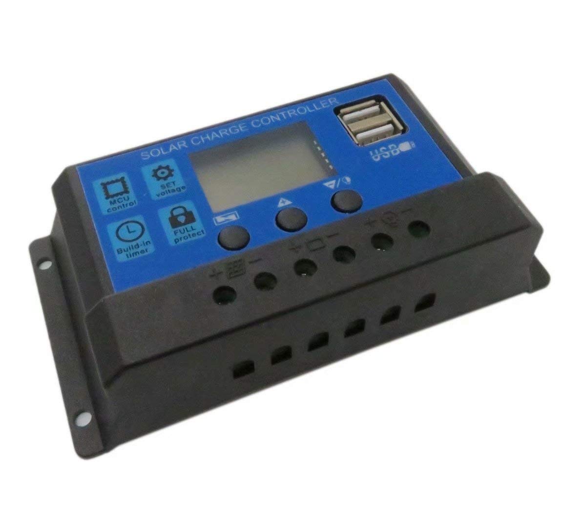 Solar Charge Controller, Dual USB Port Solar Panel Battery Intelligent Regulator 30A 12V/24V
