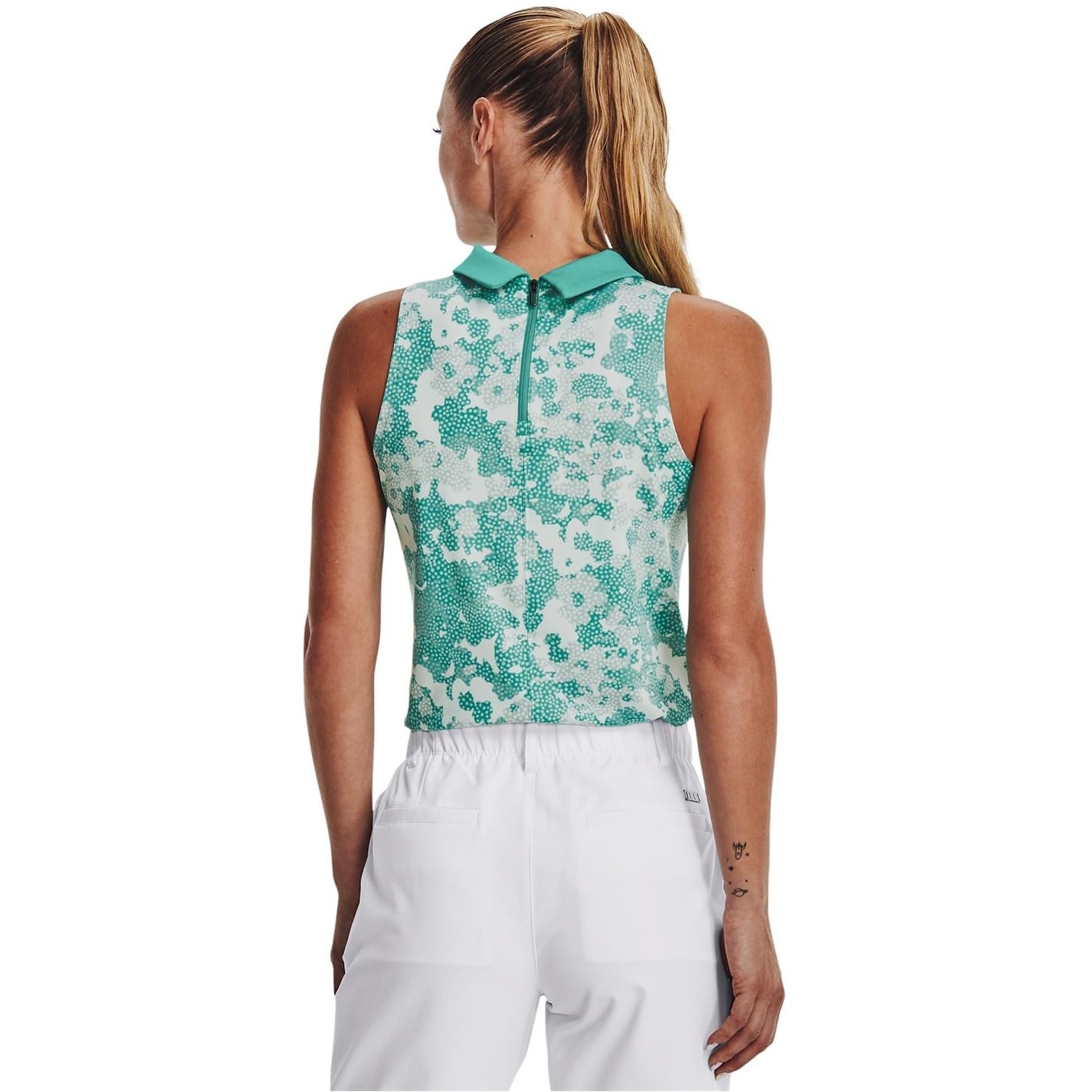Under Armour Women's Zinger Rise Sleeveless Golf Polo, Neptune (369)/Metallic Silver, Large