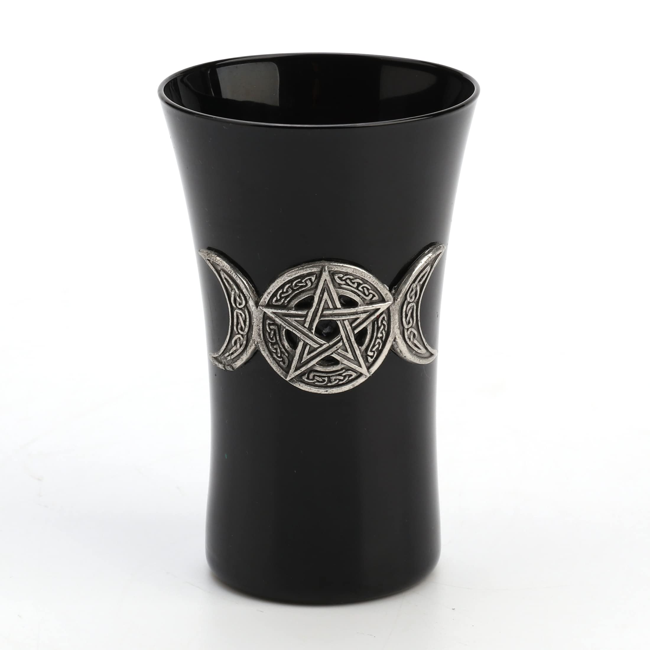 Veronese Design 80 ml Triple Moon Pentagram Sigil Wiccan Alter Black Glass Shot Glass