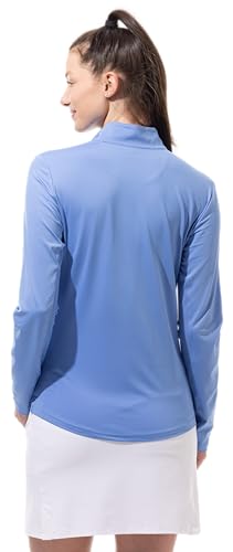 SanSoleil Womens Sunglow UV 50 Long Sleeve Zip Mock Top XX-Large Cornflower Blue