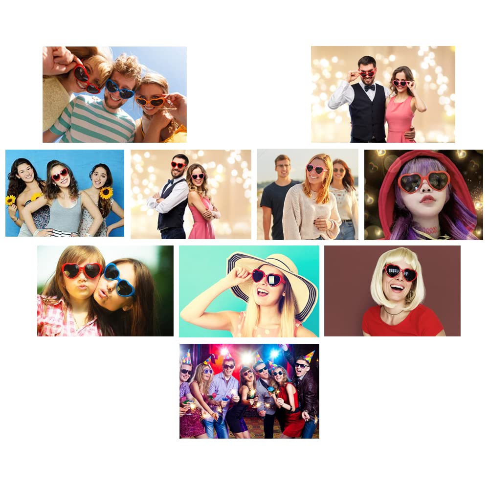 Votange Heart Effect Diffraction Glasses - See Hearts! - Special Effect Rave Party Music Festival Light Changing Eyewear