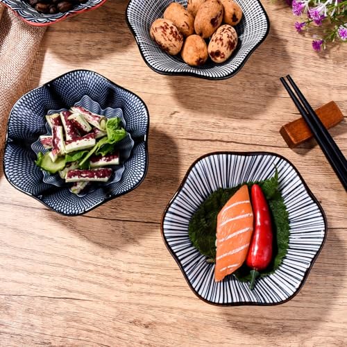 Whitenesser Black Soy Sauce Dishes,Ceramic Sauce Cups Dipping Sauce Bowls Set of 4 Serving Soy Sauce, Cold Dish (B)