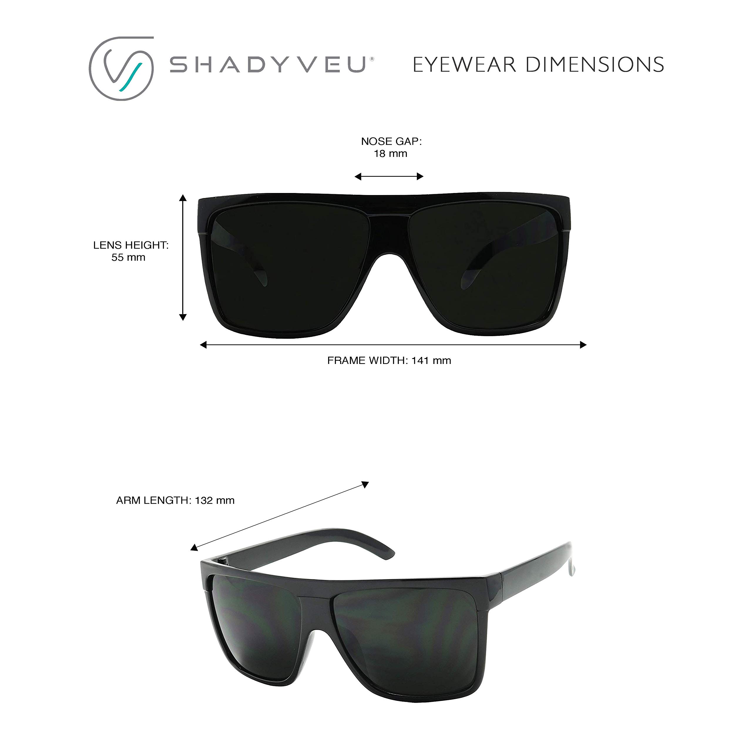 ShadyVEU Super Dark Black Lens Flat Top Square Oversize Migraine Shades Blackout Glasses Retro Sunglasses (Super Dark Lens)