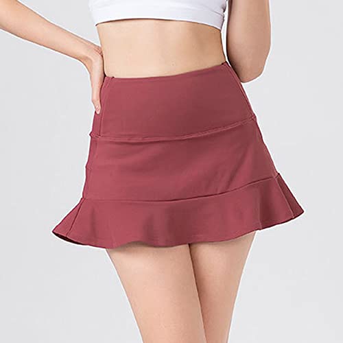 Women Custom Soild Custom High Waisted Leggings Running Pilates Workout Soft Yoga Shorts Women Ruched Ruffle (Red-a, S)