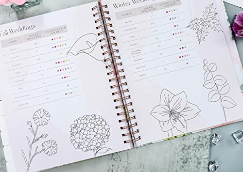 Wedding Planner & Organizer - Floral Gold Edition, Diary Engagement Gift Book & Bride To Be Countdown Calendar, 9" x 11", Brown Leaf
