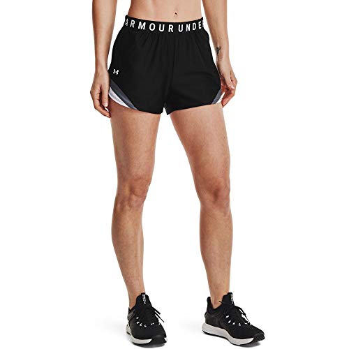 Under Armour Women's Play Up TriCo Shorts 3.0, Black (001)/White, Large