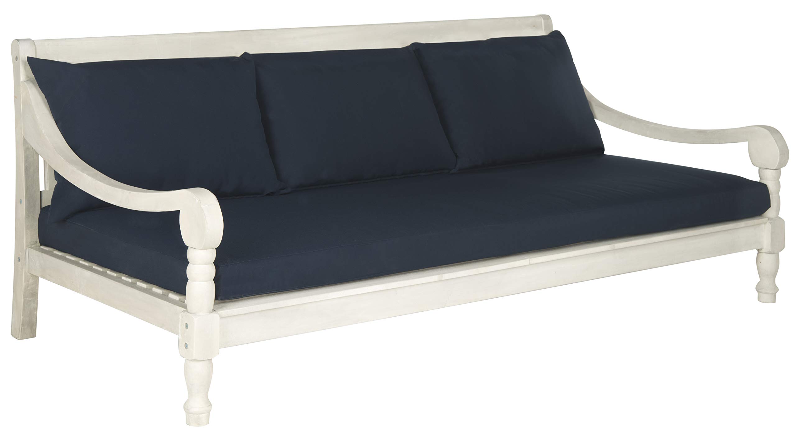 Safavieh Outdoor Collection Pasadena Grey Day Bed PAT6724K, Dark Slate Gray/Beige