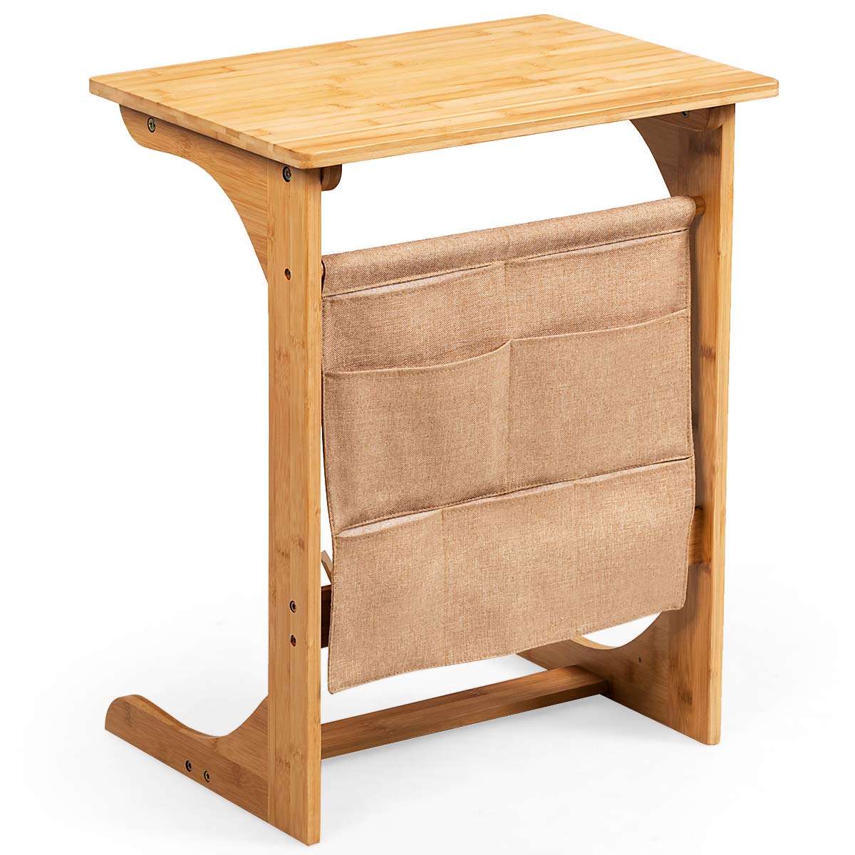 Tangkula Sofa Side Table, TV Tray Couch Snack Table Overbed Table, Laptop Desk End Table Modern Furniture for Home Office