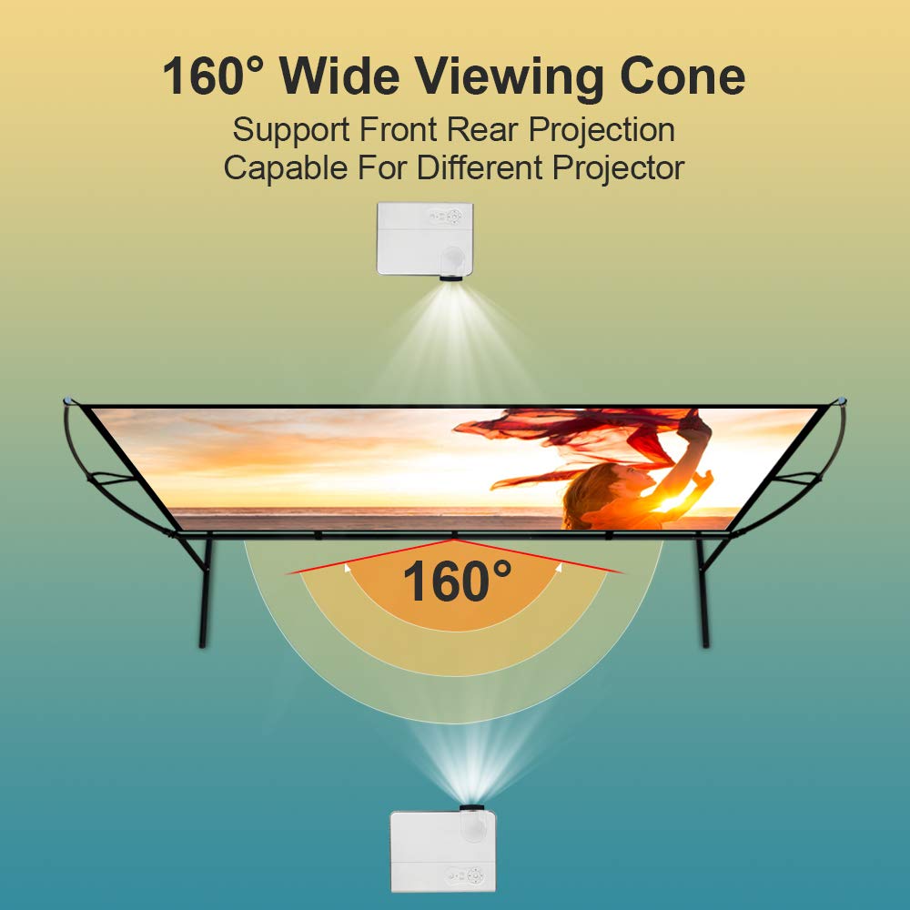 Projector Screen with Stand Foldable Portable Movie Screen 120 Inch(16:9), HD 4K Double Sided Projection Screen Indoor Outdoor Projector Movies Screen for Home Theater