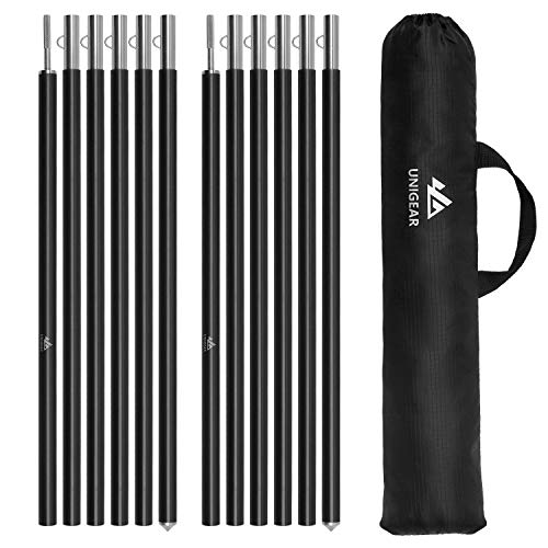 Unigear Telescopic Tent Pole Set of 2 Aluminium Pole for Tarp, Tent, Awning, Camping, Adjustable from 40 cm - 240 cm (Black)