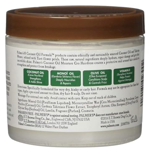 Palmers Coconut Oil Moisture Gro Hairdress Jar 5.25 Ounce (155ml) (Value Pack of 2)