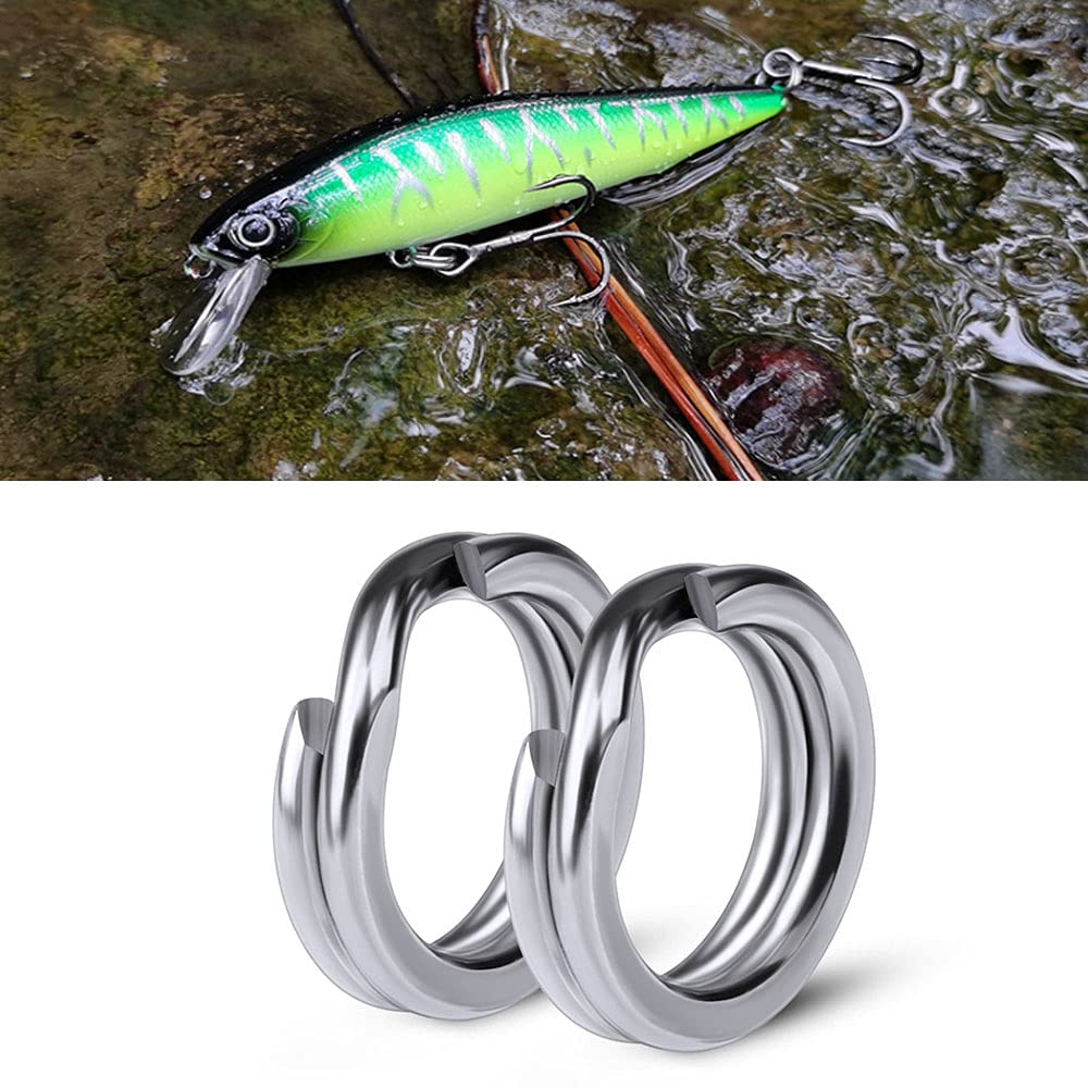 Tsurpcao 300pcs Stainless Steel Fishing Split Rings, High Strength Heavy Duty Fishing Lures Ring, Lure Tackle Connector