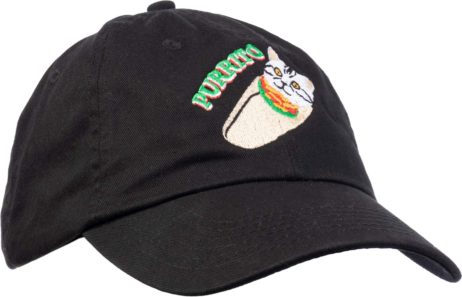 Purrito | Cat in a Burrito Funny Mexican Food Kitty Salsa Guac Kitten Dad Hat Cap Black