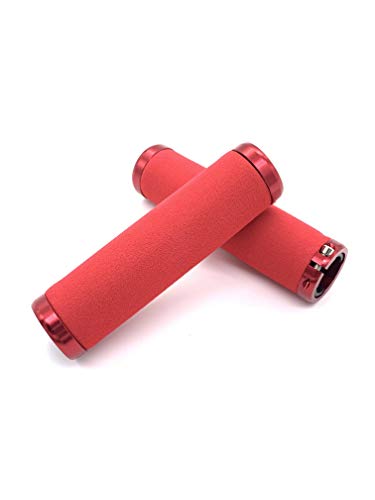 Silfrae Nonslip MTB Handlebar Grip Mountain Bike Hand Grips Rubber 1 Pair (Red, 22mm)