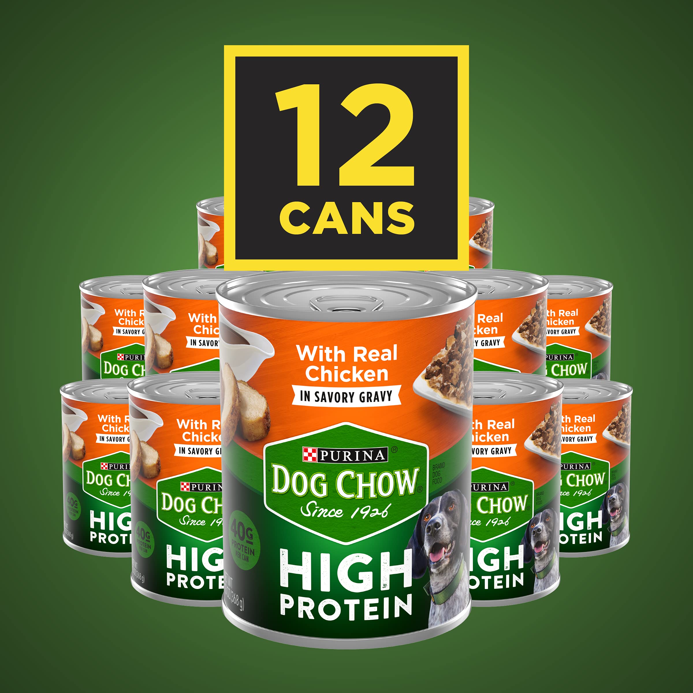Purina Dog Chow High Protein Gravy Wet Dog Food, High Protein With Real Chicken - (12) 13 oz. Cans