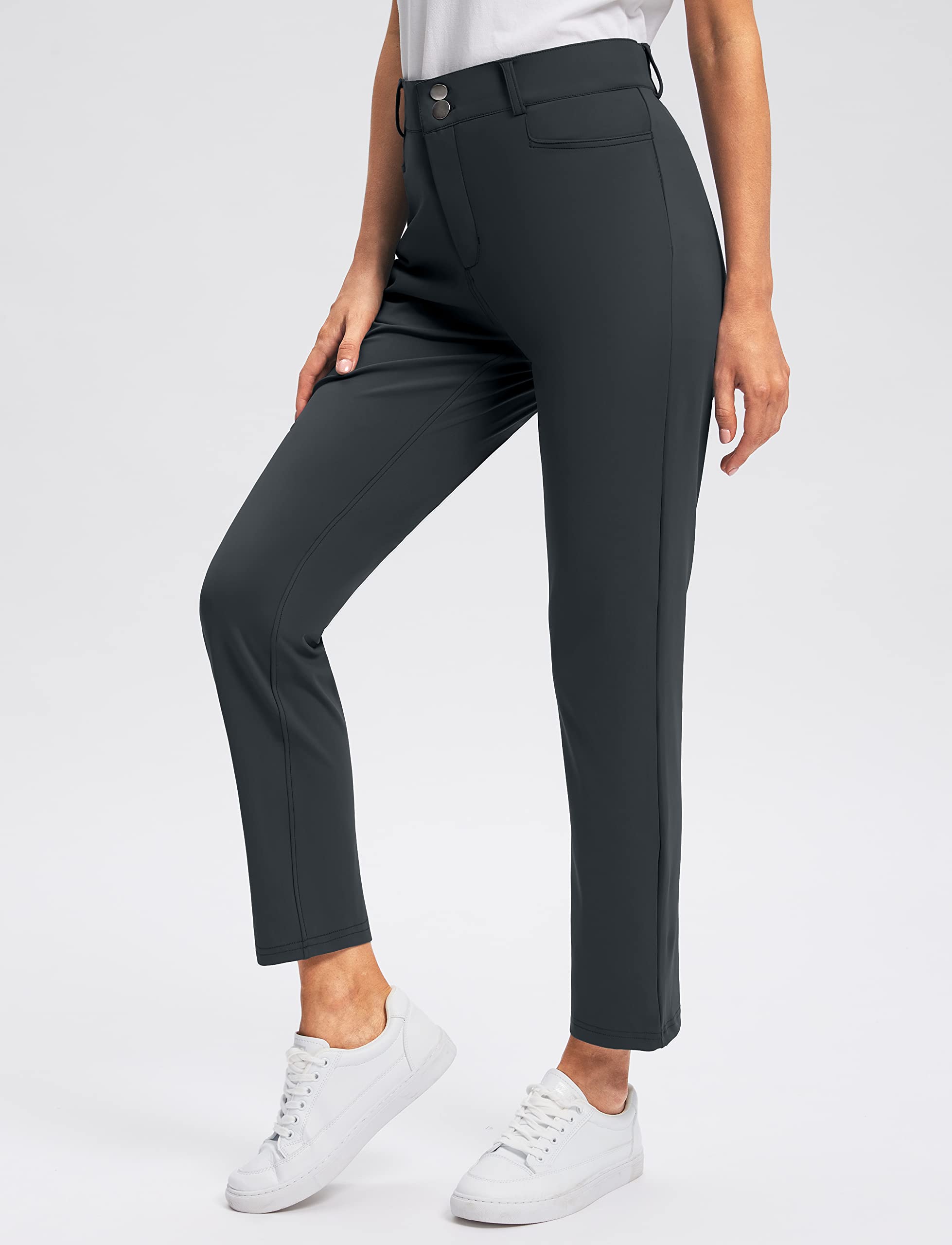 Viodia Women's Golf Pants with Zipper Pockets 7/8 Stretch Ankle Pants for Women Travel Casual Work Dark Grey